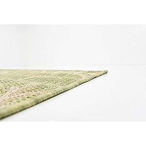 Unique Loom Collection Coastal, Branches, Botanical, Indoor and Outdoor Area Rug, 4 ft x 6 ft, Light Green/Beige
