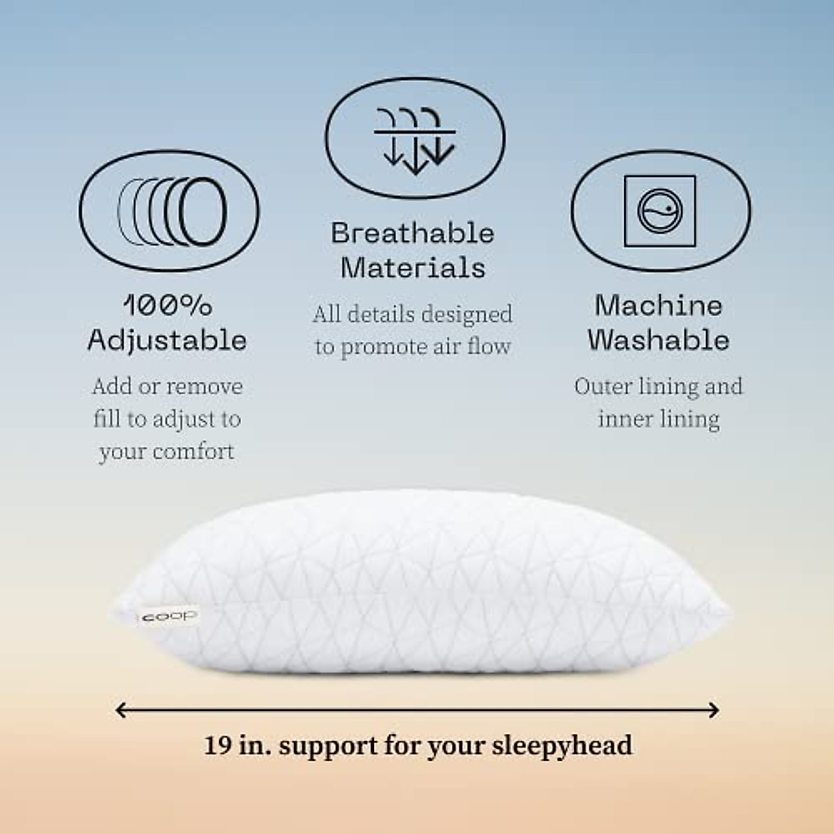 Coop Home Goods Toddler Pillow for Sleeping and Travel - Premium Small Memory Foam Baby Pillow for Kids with Lulltra Washable Pillowcase - Crib & Bed - CertiPUR-US/GREENGUARD Gold Certified (19x13)