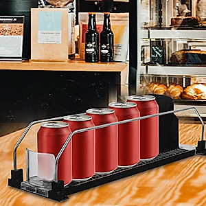 Drink Dispenser for Fridge FRIDGE PUSHING ORGANIZER - Drink Soda Can Dispenser for Refrigerator, Width Adjustable Beverage Fridge Pusher Glide for Bottle&Can (300-310 MM)