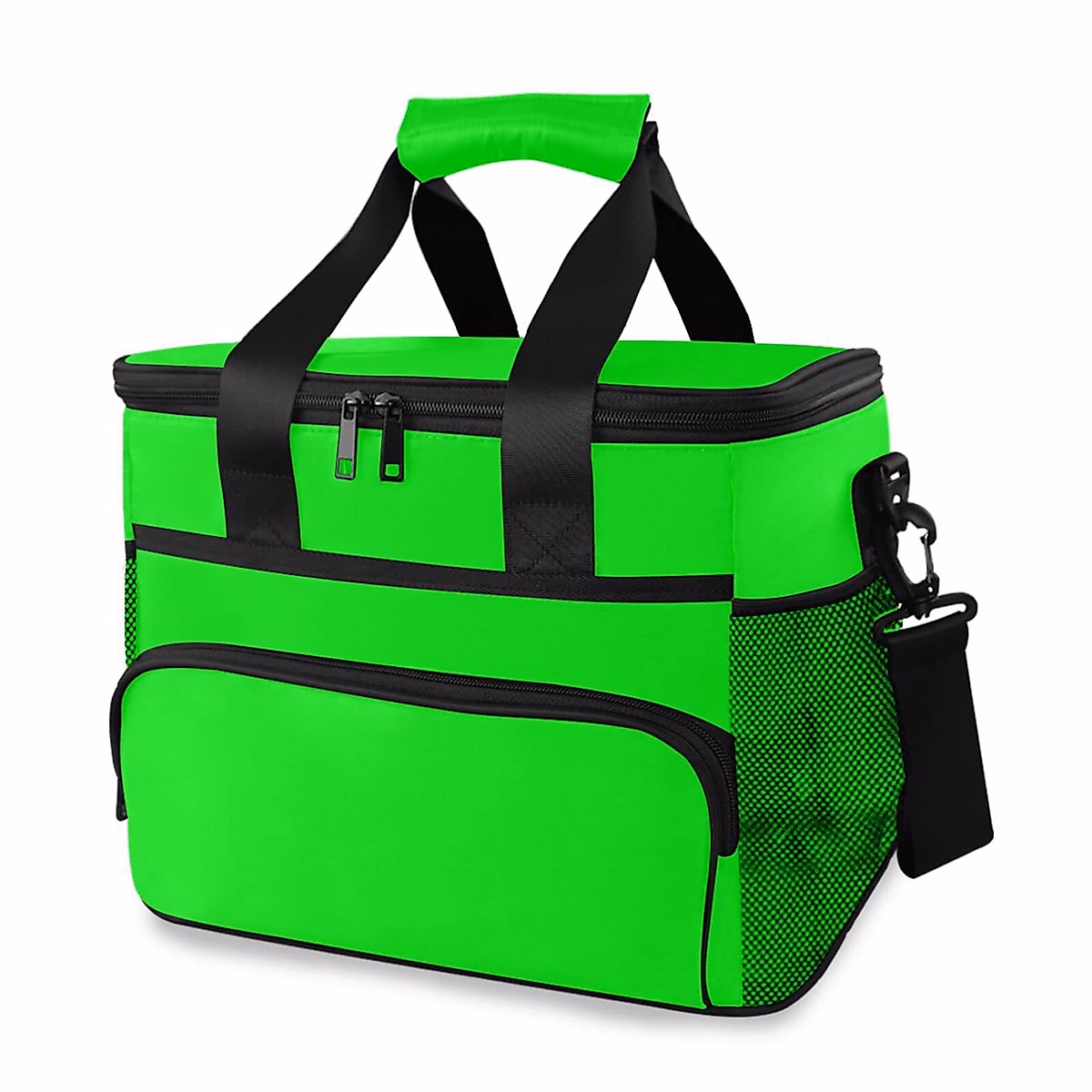 Kigai Insulated Cooler Lunch Bag,Plain Neon Green Solid Color Reusable Leakproof Lunch Box Cooler Bag for Women and Men Work Picnic Beach,with Detachable Shoulder Strap…