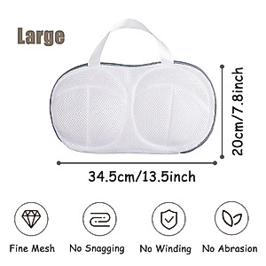 Large Bra Washing Bags for Laundry, 2 Pack Upgraded Bra Laundry Bags Mesh Women Brassiere Underwear Wash Bags with Handle and Zipper for Delicates Lingerie Washing Machine (Grey)