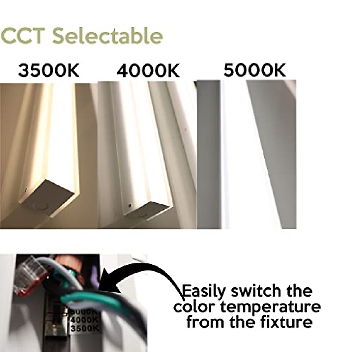 WareLight 4' Linear Suspended LED Beam, 40W, CCT Selectable, 0-10V Dimmable, 120-277V, Transparent Frosted Housing, Power Feed Cable Included