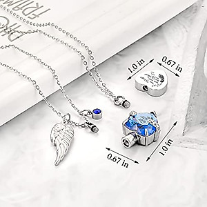 SOITIS 5 Pieces Urn Necklace for Ashes Bar Zircon Crystal Cremation Necklace for Ashes Heart Keepsake Cremation Jewelry Hourglass Ash Necklace for Human Ashes - Dark Blue