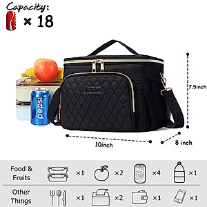 Scorlia Insulated Lunch Bag for Women/Men, Leakproof Cooler Tote Bag for Outdoor Picnics, Beach, Camping, Travel - 10L Capacity, Black