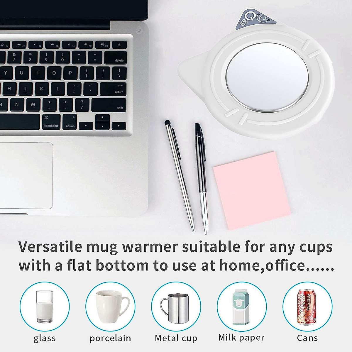 USB Coffee Mug Warmer, Coffee Cup Warmer for Desk Electric Cup Warmer Plate Tea Milk Candle, Beverage Warmer Heated Plate for Office Home Use and Best Gift for Coffee Lovers(Up to 131F/55C)
