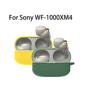 Soft Silicone Skin Case for Sony WF-1000XM4, Shock-Absorbing Case Cover Accessories with Keychain for Men Teens Boys Girls Women for Sony WF-1000XM4