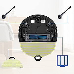 BSRTOP Vacuum Mop Replacement Pads Kit: 10pcs Replacement Parts Side Brushes Filters & Cleaning Mop Pads for Shark RV2001WD AV2001WD Robot