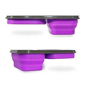 Exclusivo Bolsillo Foldable Bento Lunch Box (6pcs) for Women Men With Spork & Lid BPA Free,Collapsible and Leakproof Space Saving Food Storage Containers with 3 Compartments(6 Color Pack)