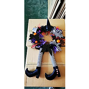 Halloween Wreaths Fall Front Door Wreath, Autumn Wreath for Home Decor Halloween Window Hanging Purple Harvest Hello Sign Props Artificial Farmhouse