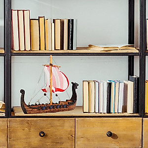 Haokaini Traditional Chinese Dragon Head Pirate Sailboat Resin Crafted Boat Model Viking Pirate Ship Art Craft Boat Ofiice Decoration