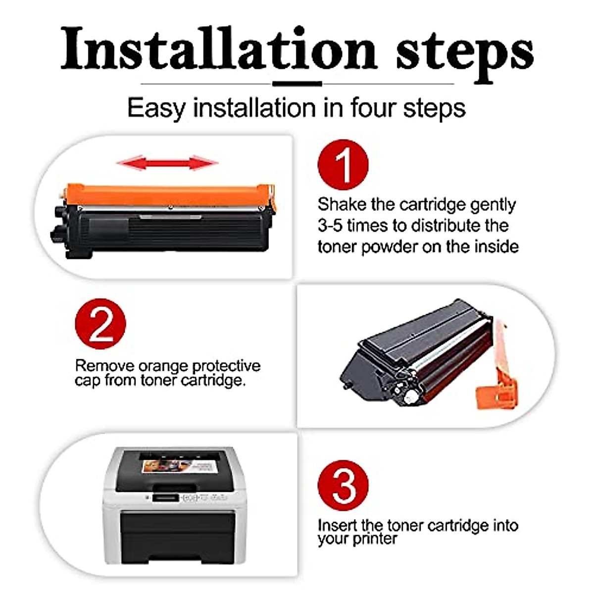 4 Pack (1BK+1C+1M+1Y) TN210 Toner Compatible TN210BK TN210C TN210M TN210Y Toner Cartridge Replacement for Brother HL- 3070CW 3075CW 3040CN 3045CN MFC-9010CN 9120CN 9125CN Printer