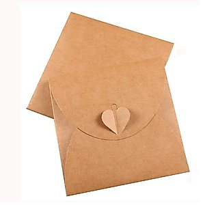 25Pcs Retro Brown Kraft Paper CD DVD Sleeves Envelopes DVD Cardboard Storage Cases Keepers Holder with Heart Button for CD/DVD Packaging or Store