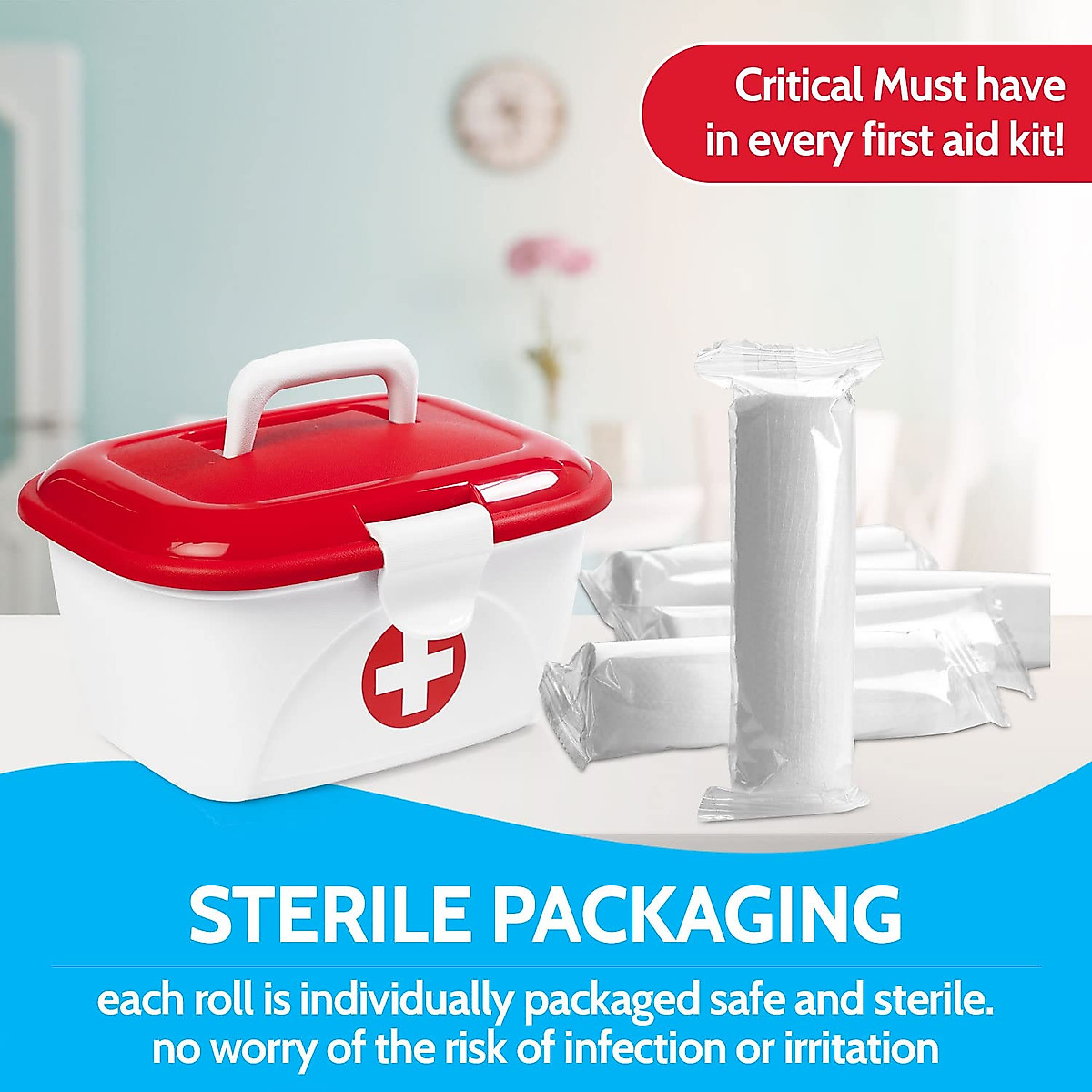 Gauze Bandage Rolls - 4 Yards Per Roll of Medical Grade Gauze Bandage and Stretch Bandage Wrapping for Dressing All Types of Wounds and First Aid Kit by MEDca, (3" Pack of 12)