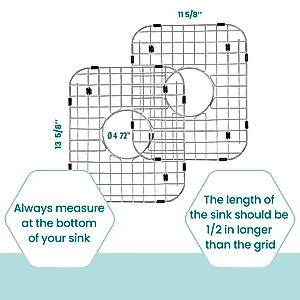 EUOTEO Kitchen Sink Bottom Grid Protector Drying Rack 2pcs Set - 13 5/8 in x 11 5/8 - Stainless Steel Protector with Draining Hole