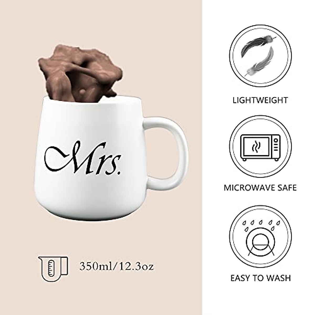Mr and Mrs Coffee Mugs Set,Couple Gifts,Wedding Presents for Bridal Shower,Engagement Gifts for Couples, Newlyweds Gifts