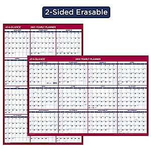 AT-A-GLANCE 2023 Erasable Calendar, Dry Erase Wall Planner, 36" x 24", Large, Vertical/Horizontal, Reversible (PM26B28)