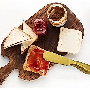 HSHQING 2Pcs Golden Butter Knife, Cheese and Butter Spreader Knive Set One-piece Stainless Steel for Home Breakfast Use, Deluxe Sandwich Cream Cheese Condiment Knives Flatware