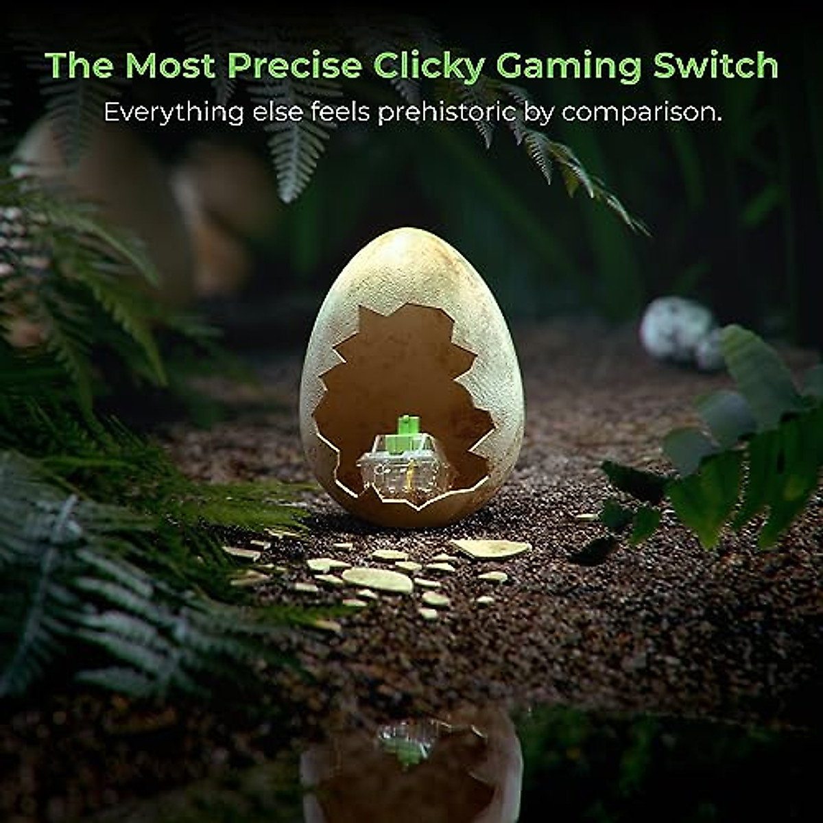Glorious Raptor Clicky Switches for Mechanical Keyboards for Gaming: 36 PCS, 5-pin, Transparent for MAX RGB, Pre-Lubed, Compatible with MX Keycaps, Premium Click Bar for Thocky Sound