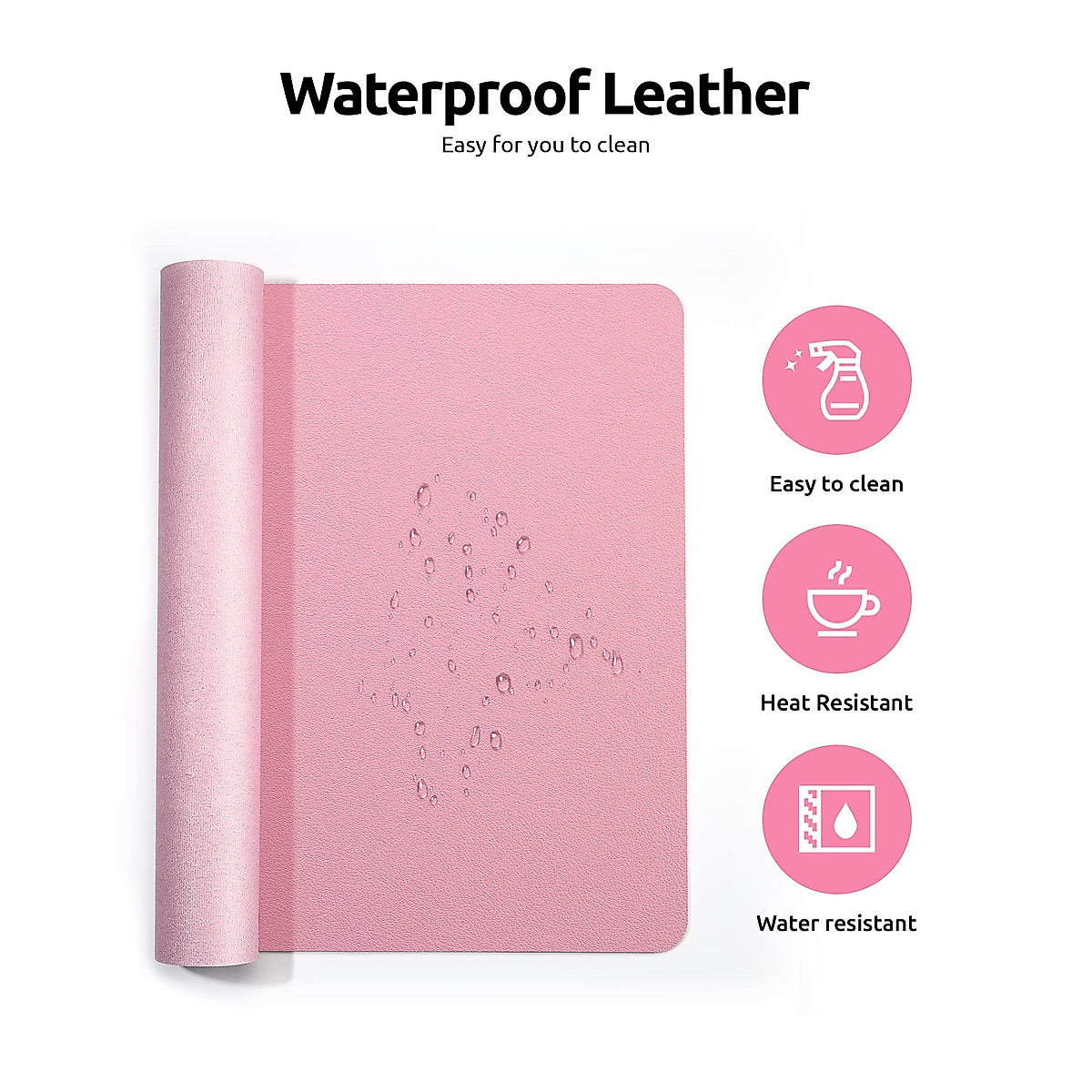 YSAGi Leather Desk Pad Protector, Office Desk Mat, Large Mouse Pad, Non-Slip PU Leather Desk Blotter, Laptop Desk Pad, Waterproof Desk Writing Pad for Office and Home (Pink, 35.4" x 17")