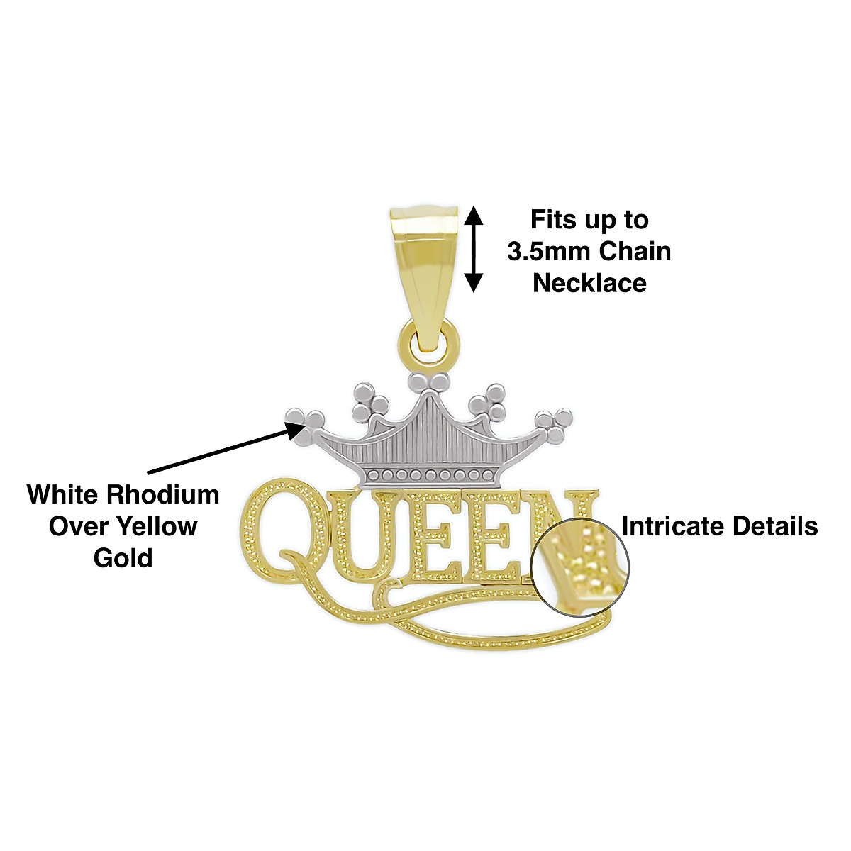 Charm America - Gold Queen Charm - 10 Karat Solid Gold (Style 2)