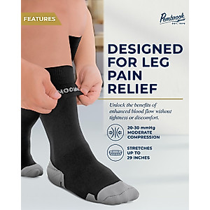 Pembrook Plus Size Compression Socks Wide Calf - Up to 6XL | Black Wide Calf Compression Socks Women Plus Size | Circulation Support Extra Wide Calf Compression Socks