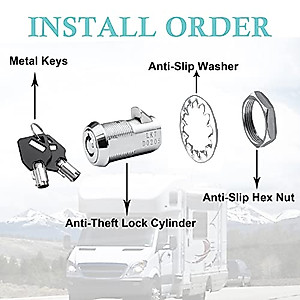 3 Pack Tubular Cam Locks Tubular Keyway (Keyed Aliked) Slam Lock for Cabinet Drawer