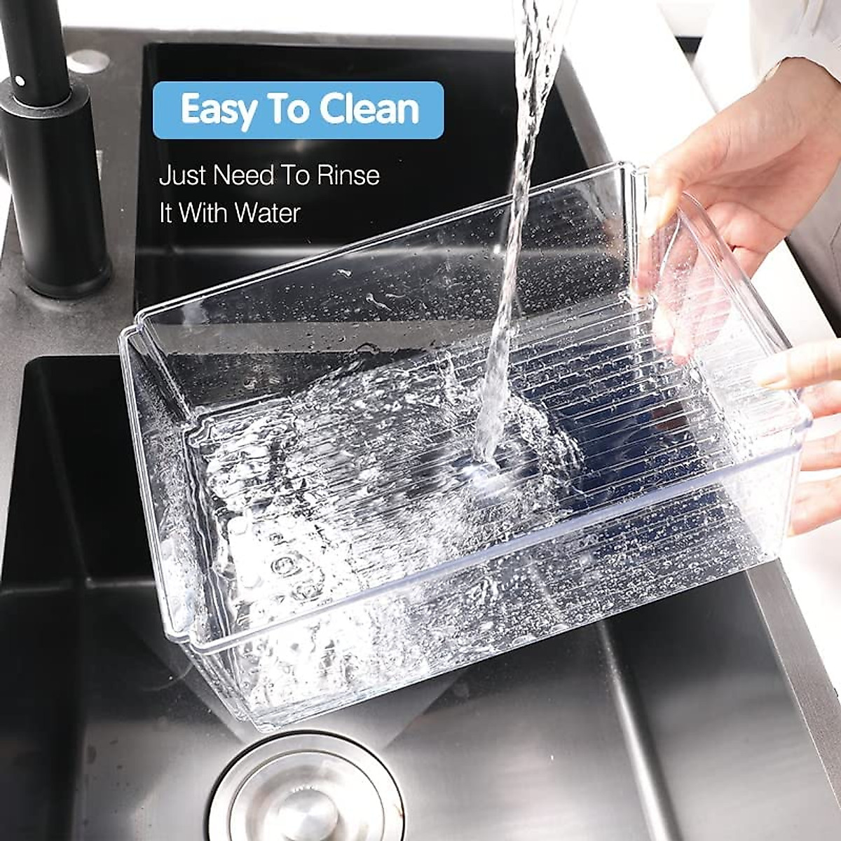 Pure Future Set of 10 Refrigerator Organizer Bins Stackable with Lids, Fridge Organizers and Storage Clear, BPA-Free, Fridge Storage Containers for Fruits & Vegetables