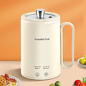 Portable Electric Kettle Travel Small Stew Pot Mini Cooker Personal Health Cup,Water Boiler with Temperature Control,Timer, Auto Shut Off & Boil Dry Protection, BPA Free (400ml)