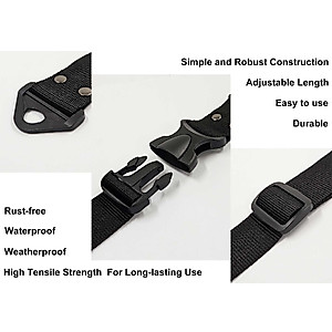 OeckuXIY 2 Pack Trash Can Lid Strap Locks, No Drill Garbage Can Latches, Adjustable Animals Proof Straps Use for Locking Outdoor Waste Bin, Recycling Container, Black