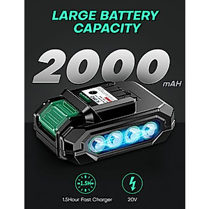 K I M O 1/2 Inch Cordless Impact Wrench, Green, Metal