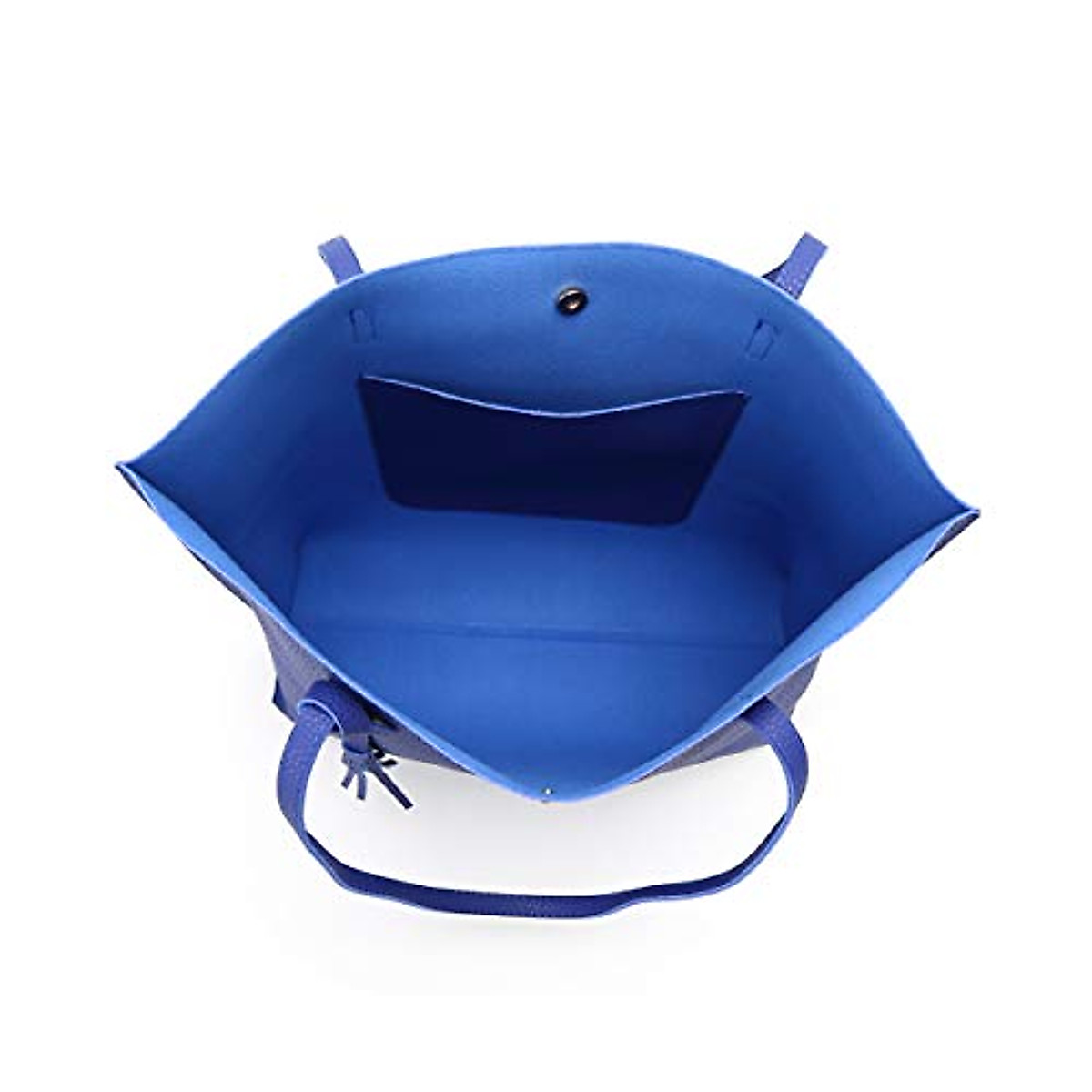 Dreubea Women's Soft Faux Leather Tote Shoulder Bag from, Big Capacity Tassel Handbag Royal Blue