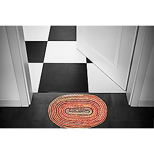 Jute Multi Chindi Oval Braided Rug, Tightly Braided Chindi and Jute Rug,Reversible,Durable,Sustainable Rug Pad, Shag Rugs for Bedroom, Floor Rug, Bedroom Rugs, Jute Kitchen Rug-24x36 Inch Multi Color