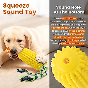 Corn Chew Dog Toy,Dog Chew Corn Toy,Puppy Teeth Chew Corn Stick Toy,Dog Toys for Aggressive Chewers Small Medium Large Breed,Interactive Squeaky Dog Tooth Cleaning Tool Water Float Toy for Any Dogs