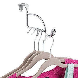 iDesign Orbinni Steel Over-The-Door Valet Storage Hook - 1" x 7.8" x 5.1", Chrome