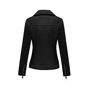 Bellivera Womens Faux Leather Jacket Lapels Cropped Outfits Coat Suede Spring Fashion Outwear with Microstretch 64K Black M