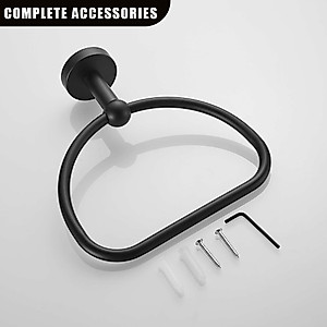 Leyden Matte Black Toilet Paper Holder and Hand Towel Holder, 2 Pieces Bathroom Hardware Accessories Set, SUS304 Stainless Steel Sturdy Wall Mount Toilet Paper Roll Holder and Towel Rack