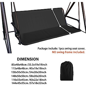 J&C Patio Swing Seat Cover Replacement 600D Heavy Duty Swing Cushion Cover Outdoor Swing Seat Support Waterproof UV Resistant for 3 Seater Durable Swing Covers for Frame (62x20.4x20.4inch)