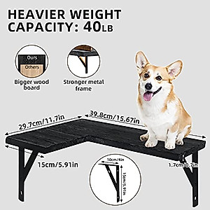 Corner Floating Shelves, Wood Wall Mounted Shelf Set of 3, L-Shaped Rustic Farmhouse Display Storage Shelf Hanging Bookshelf Organizer for Bathroom, Living Room, Bedroom, Kitchen, Office Décor