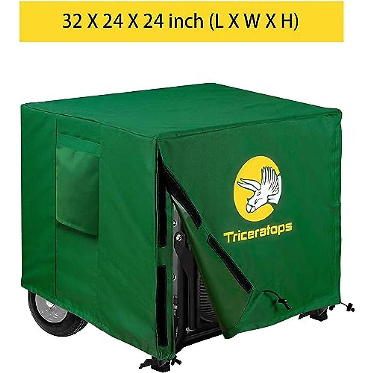 Triceratops Waterproof 600D Oxford Generator Cover 32 x 24 x 24 inch, Outdoor Weather/Fade Resistant Generator Covers for Universal Portable Generators 5000-10000 Watt, Green