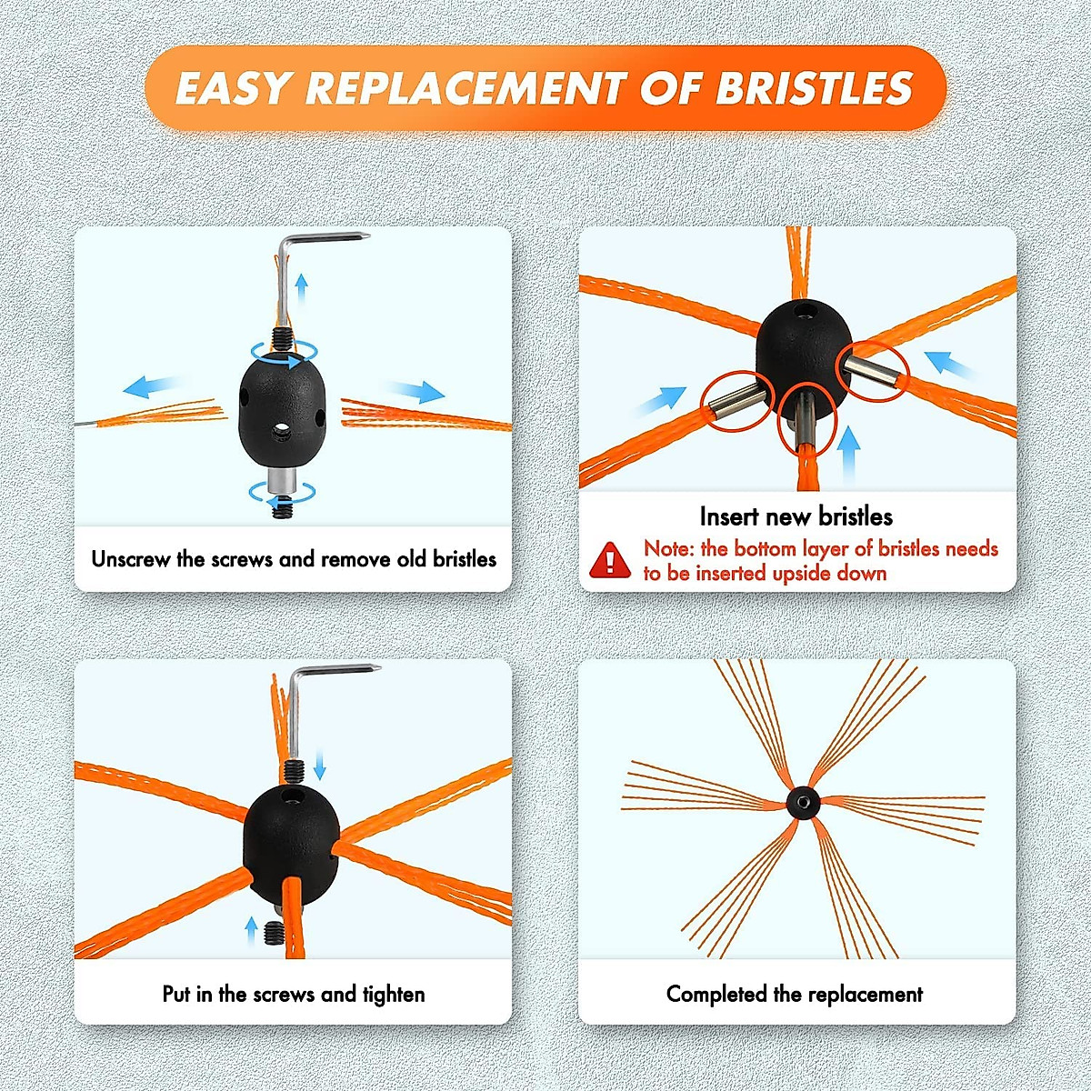 CLLVGOKD Chimney Sweep Kit 30 FT Chrome Button Locking System Chimney Cleaning kit with 9 Reinforced Nylon Flexible Rods Snap Locking 45 Degree Angle Driven by Drill for Fireplace Flue Home Use