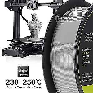 JAREES Petg Filament 1.75,Toughness Enhanced Petg Vacuum Sealed,Adhere Well 1kg Spool 3D Printer Filament,Dimensional Accuracy 1.75mm ±0.02mm,Grey
