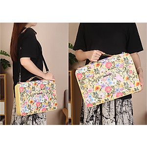 Shulaner Colored Pencil Case 128 Large Slots Holds 384 Pencils or 256 Gel Pens with 4 Layer Zipper Closure High Capacity Pen Organizer for Painter or Artist Yellow Flower