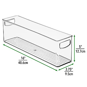 mDesign Plastic Kitchen Organizer - Storage Holder Bin with Handles for Pantry, Cupboard, Cabinet, Fridge/Freezer, Shelves, and Counter - Holds Canned Food, Snacks - Ligne Collection - 6 Pack - Clear