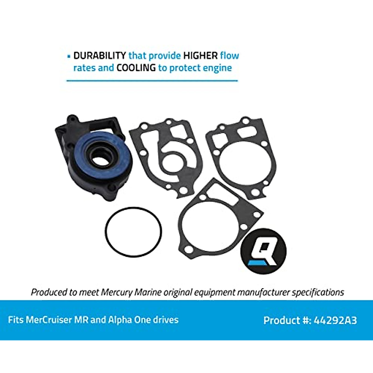 Quicksilver 44292A3 Water Pump Base Repair Kit for Select MerCruiser MR and Alpha One Drives