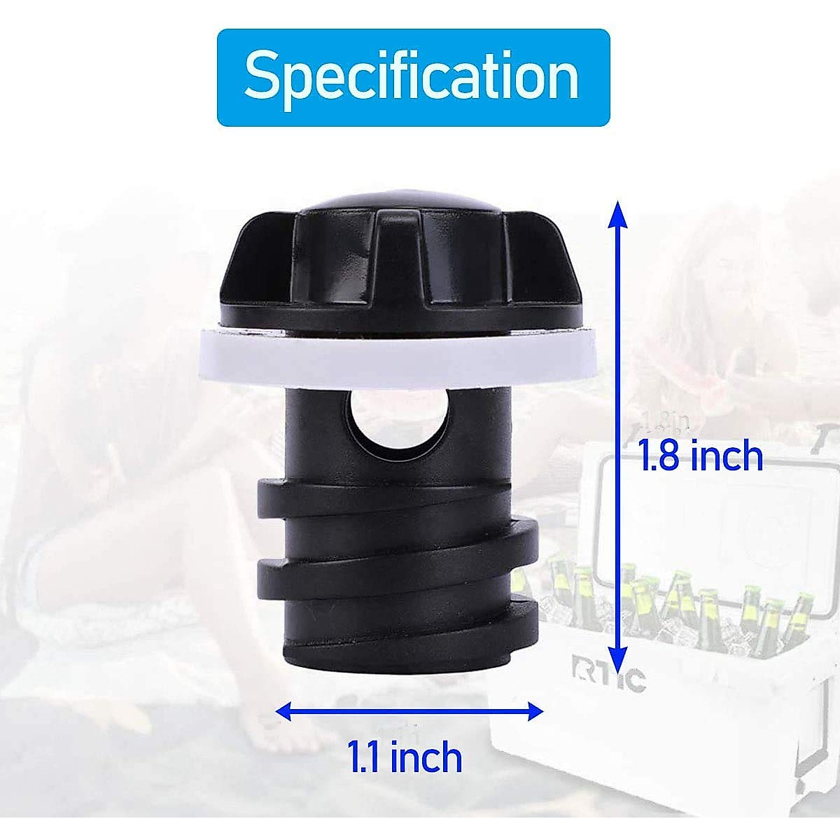 Cooler Drain Plug for Yeti Cooler Plug Replacement Accessories for Yeti, Cooler Wheels Compatible with Yeti's Line of Roadie, Tundra, and Tank Coolers Fit ORCA Coolers (Black, 2 Pack)