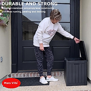 Mars Villa Deck Box, 31 Gallon Resin Indoor and Outdoor Storage Box Waterproof for Patio Furniture Cushions, Pool Supplies, Gardening Tools, Weatherproof and UV Resistant (Black)