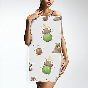 HUSSRITY Adorable Bear and Duck Towels Super Soft Hand Towel Highly Absorbent Washcloths Quick Dry Bath Towel 30x15 Inch Durable Lightweight