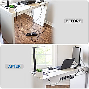 MANA'O Clamp-On Cable Management Tray Kit. Under Desk Storage Cord Organizer with Clamp! and Accessories - Cable Clips, Strips of Fastening Tape