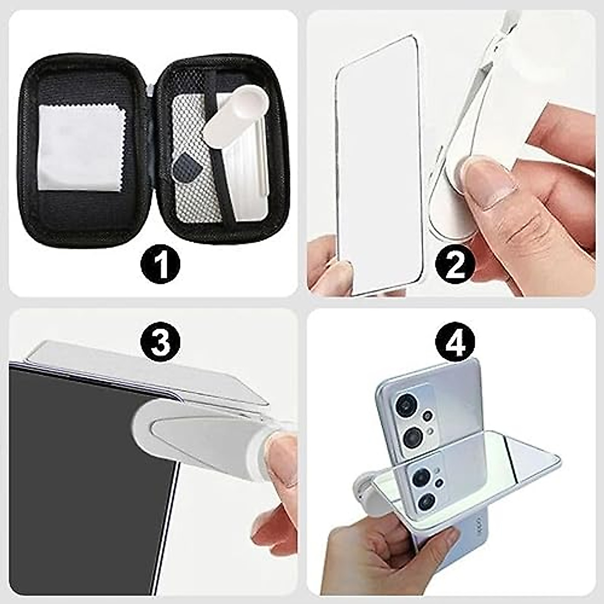 Smartphone Camera Mirror Reflection Clip Kit Adjustable Enhance Phone Camera Shots with Selfie Reflector Travel-Friendly and Easy-to-Carry Phone Camera Mirror Clip （Black）