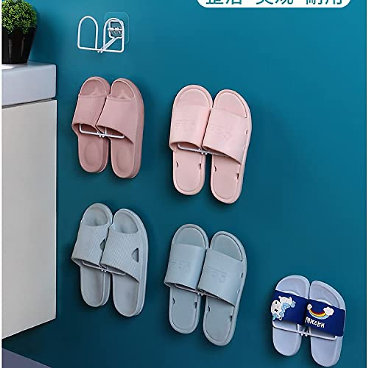 Hanging Shoes Rack, Strong Self Adhesive Shoes Holder Storage Organizer, Door Shoe Hangers Shoe Shelf Holder, Shoe Rack Hanging Over the Wall for Hanging on the Door, Bathroom, Kitchen(5 Pack)